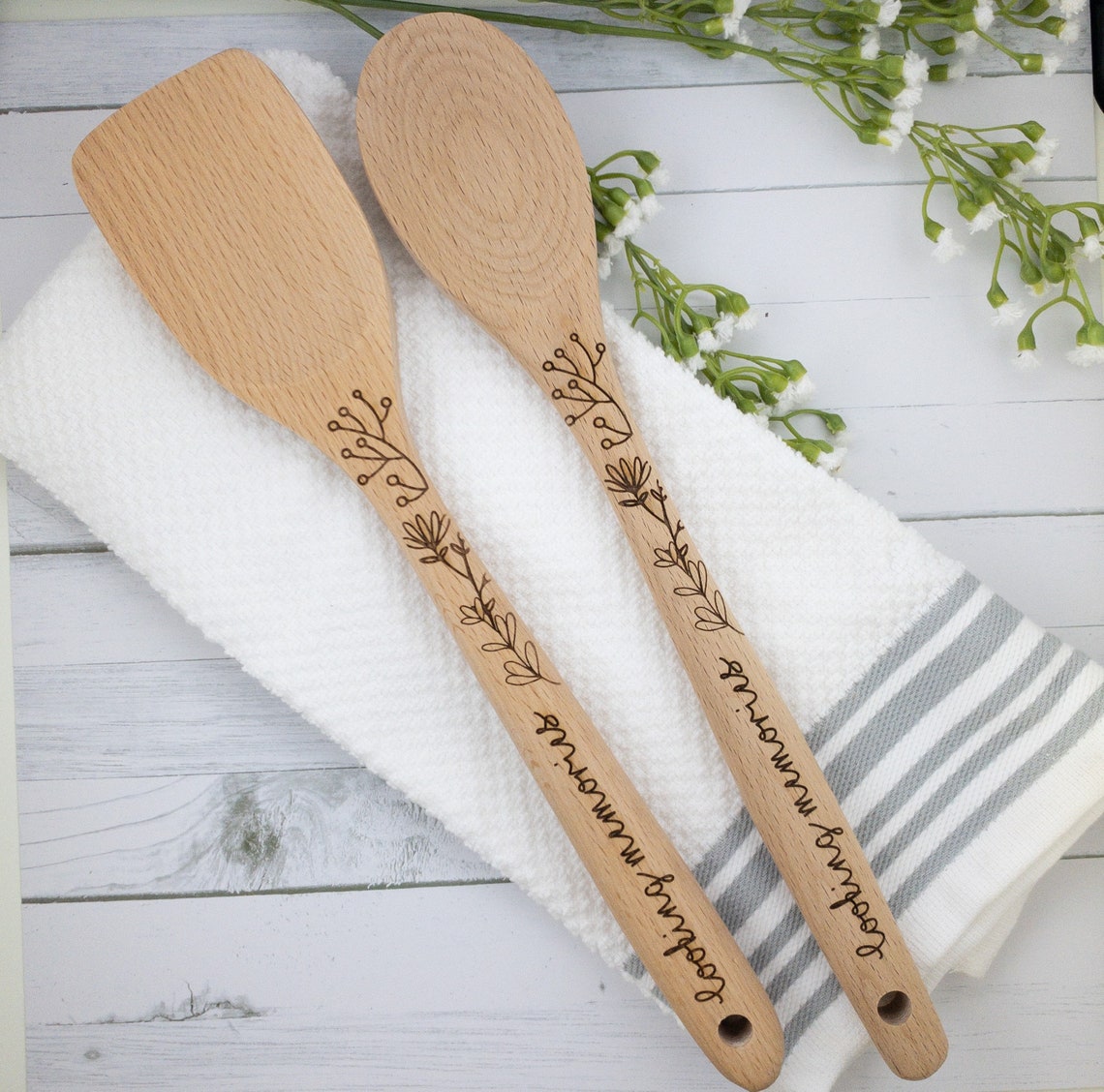 Kitchen Gift Set Wooden Engraved Spoons Weeding Gift - Etsy