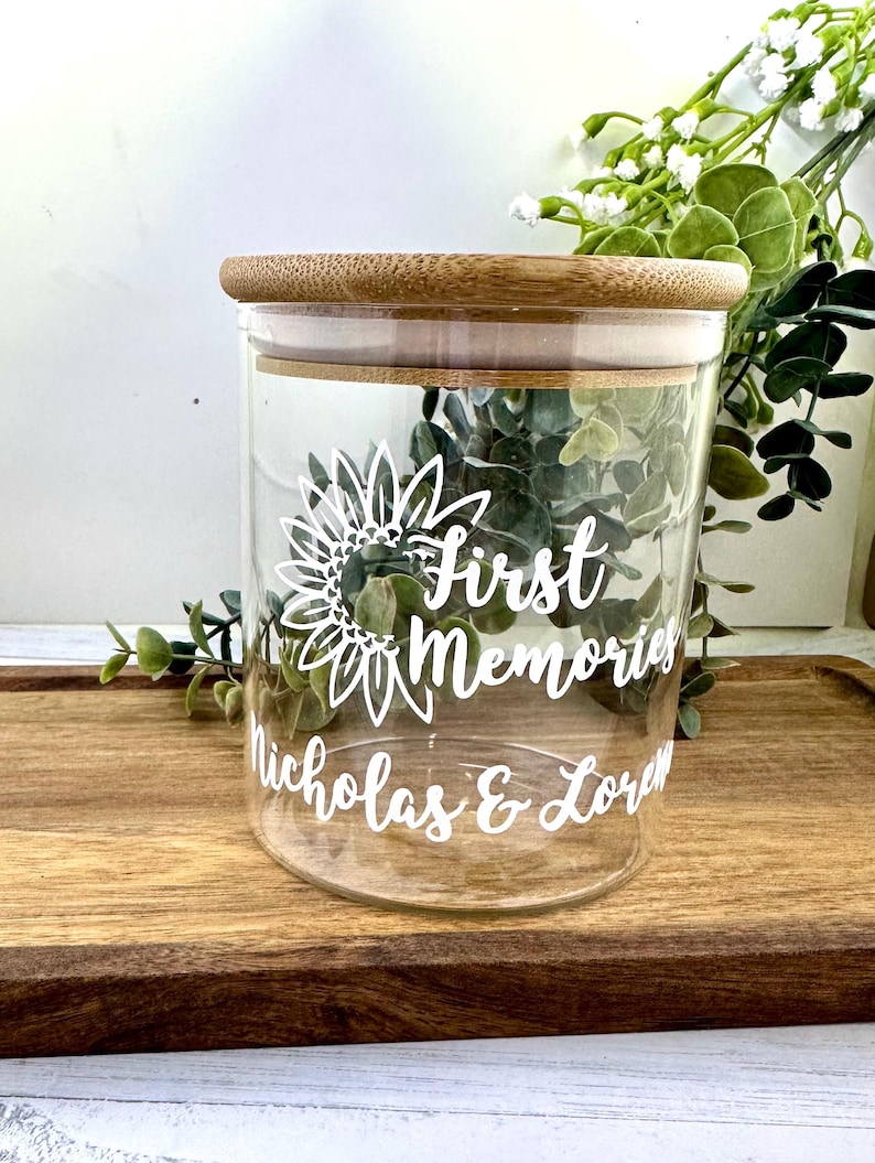 Personalized Candy Jar: Engraved Bamboo Lid, Custom Vinyl Design - Etsy