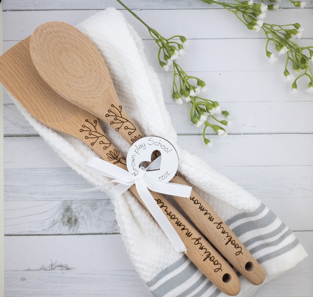 Kitchen Gift Set, Wooden Engraved Spoons, Weeding Gift, Mothers Day ...