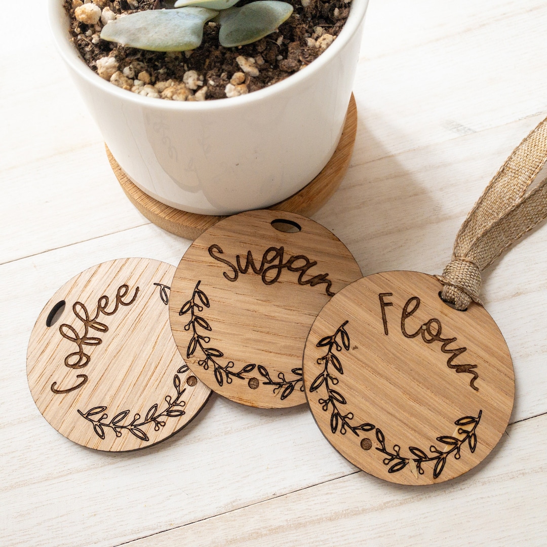 Custom Pantry Wood Label Tags, Wood Tags, Storage and Organization ...