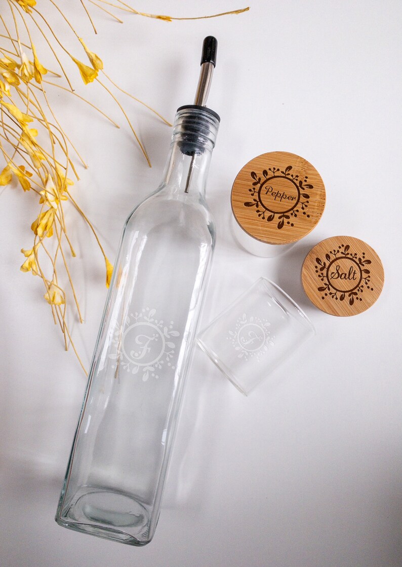 Personalized Spice Jars: Laser Engraved Bamboo Lid, Glass Pantry ...