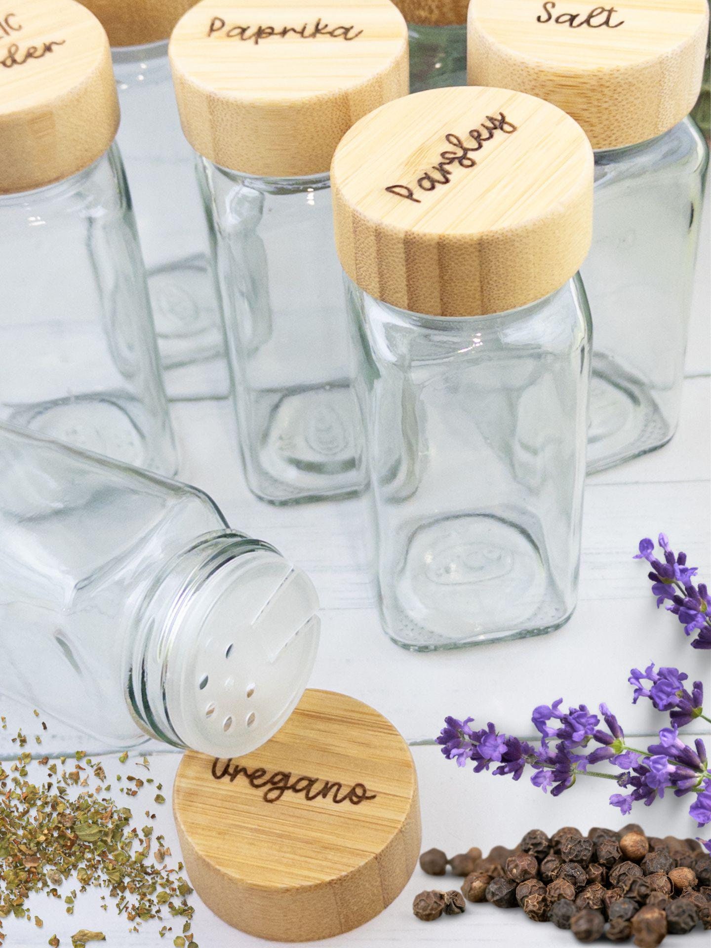 Engraved Wood Lid Spice Jars: Personalized Kitchen Storage - Etsy