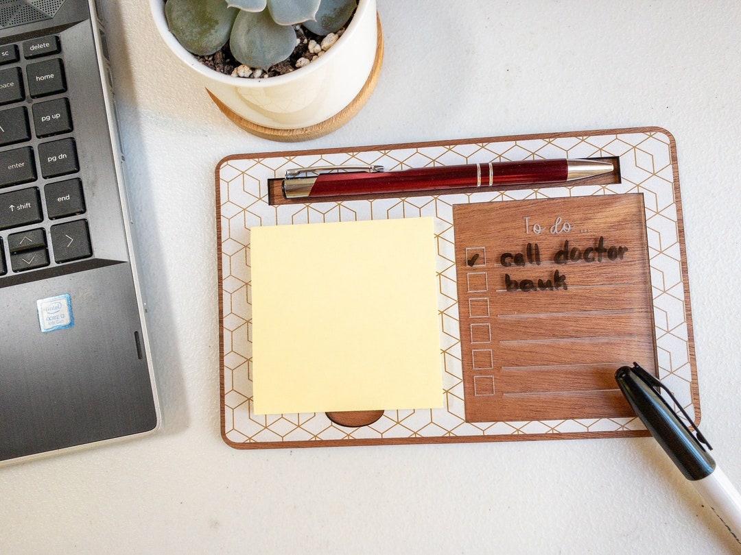 Plywood Desk Organizer: Sticky Note Holder & Dry Erase To-do List - Etsy