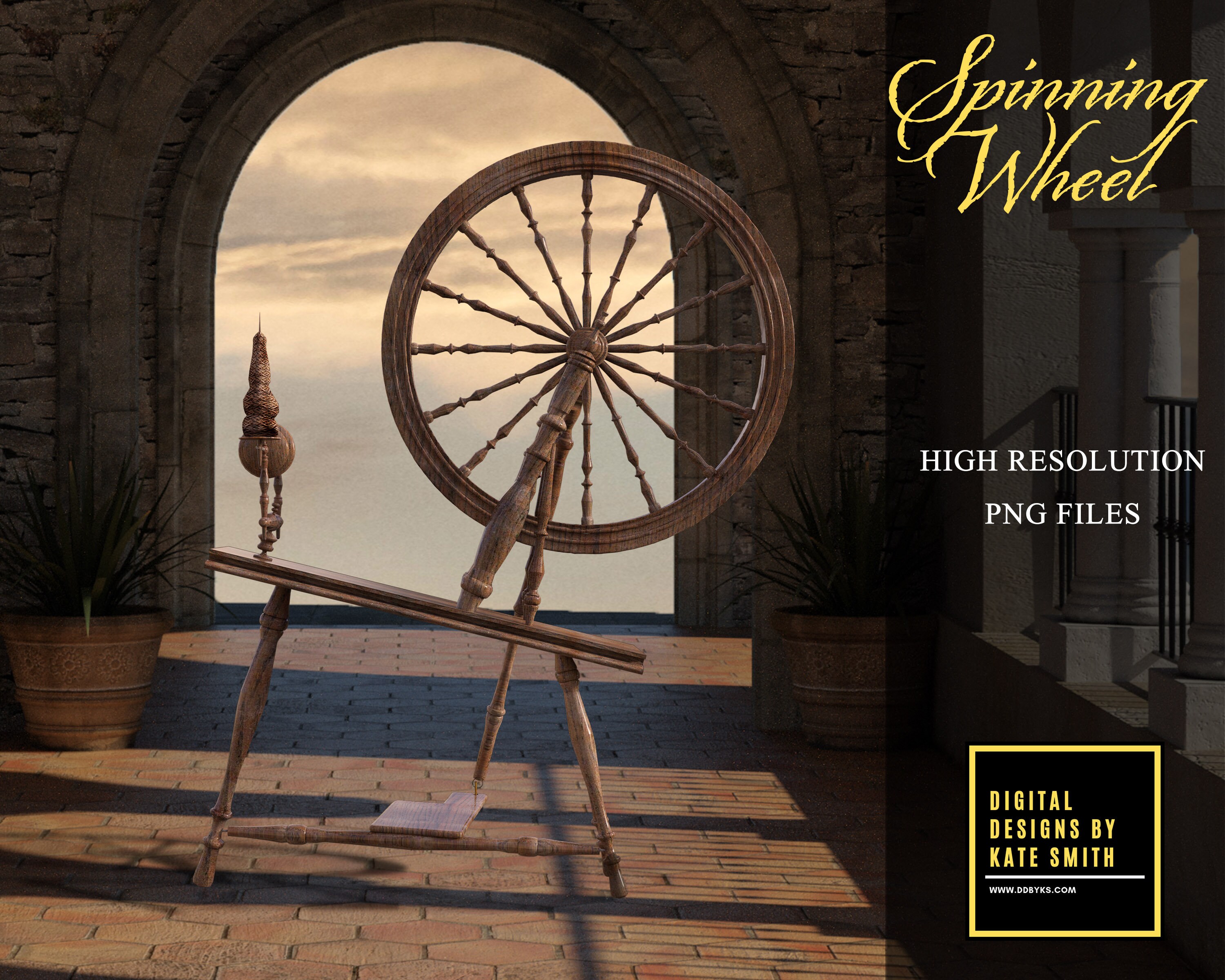 Vintage Spinning Wheel Overlays Separate Png Files High - Etsy Australia