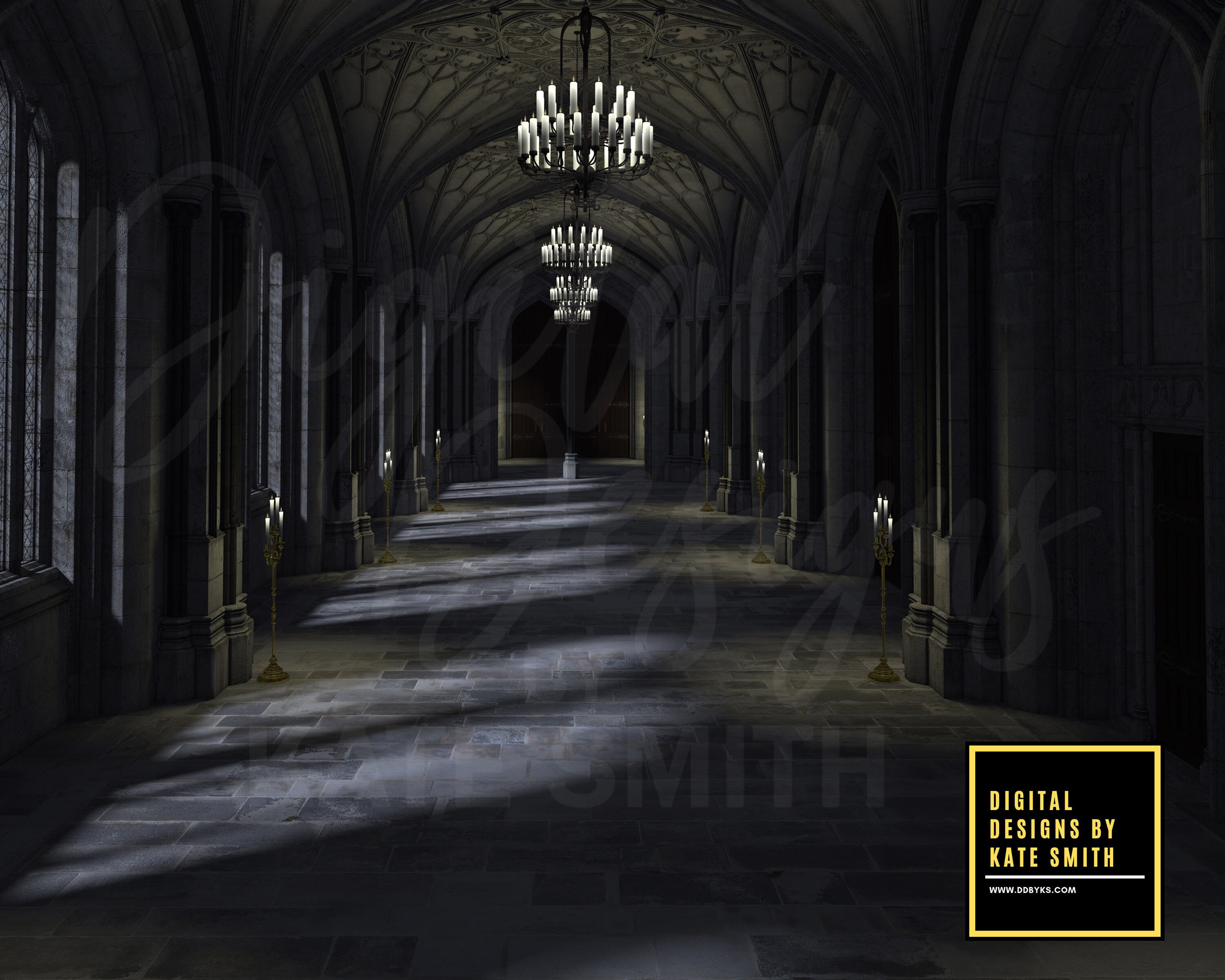 Dark Hall Woman Wallpaper