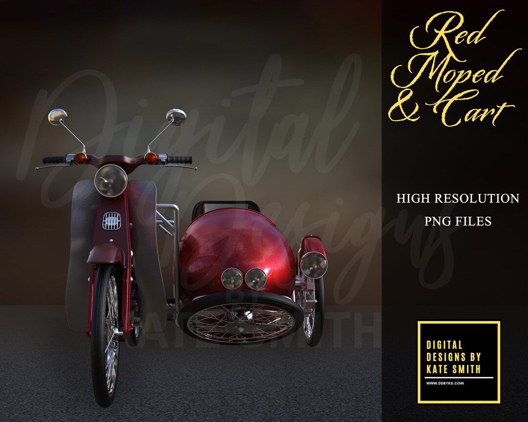 Red Moped & Cart Overlay Separate PNG File High Resolution - Etsy