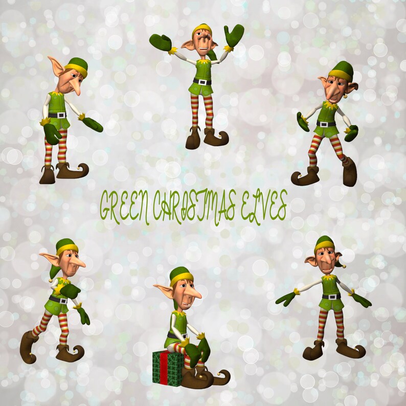 Buy 3 Get One Free. Pack of 6 Green Christmas Elf Overlays - Etsy