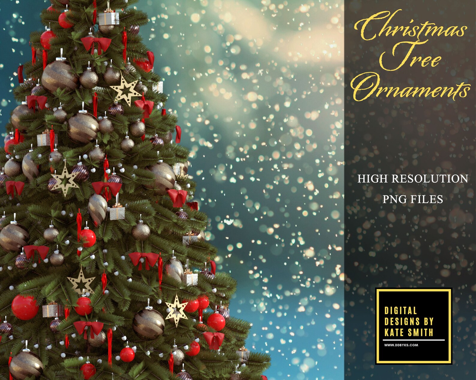 Assorted Christmas Tree Ornaments Separate PNG Files High | Etsy