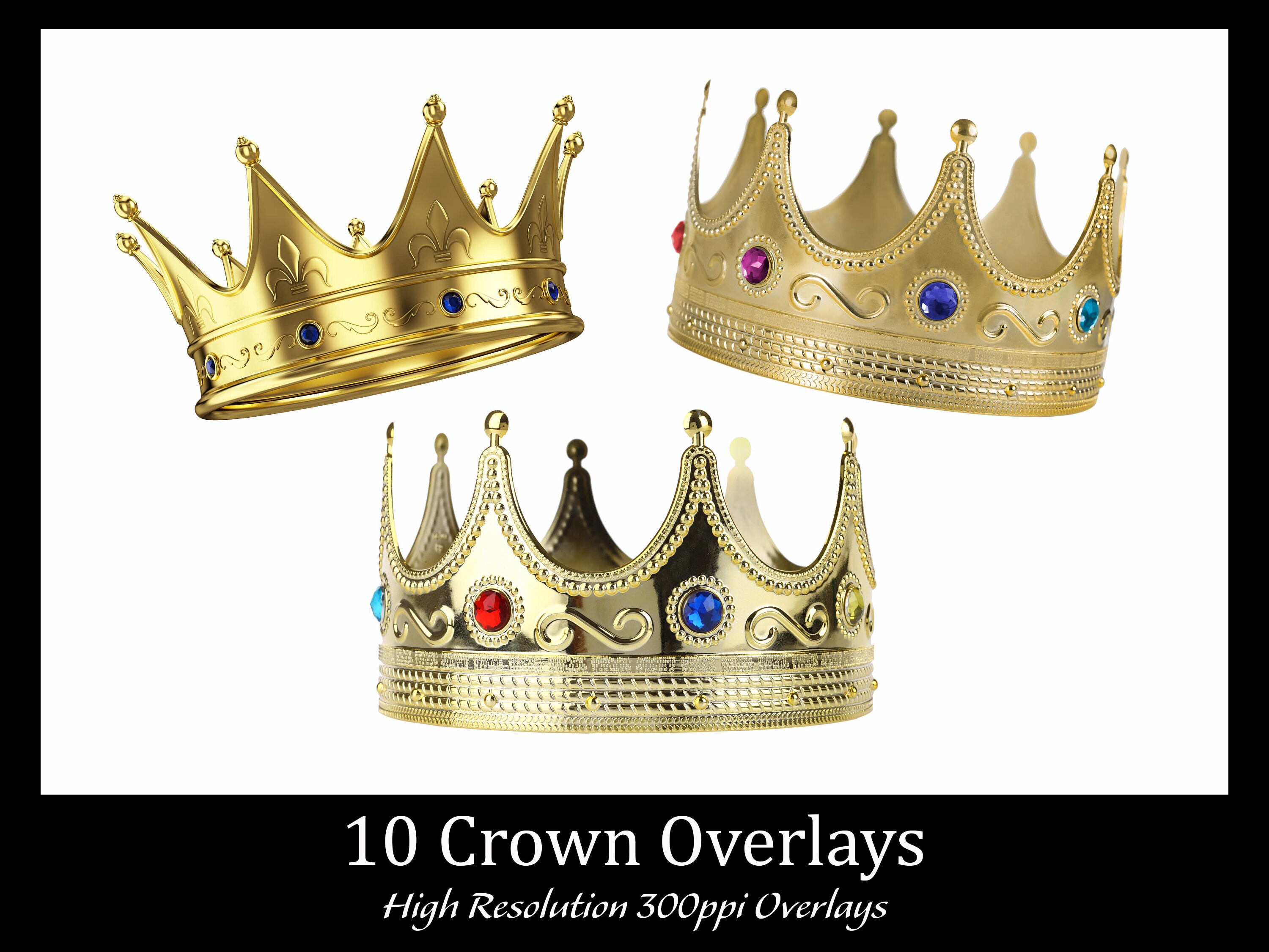 Crown Overlays Separate PNG Files with Transparent Backing | Etsy
