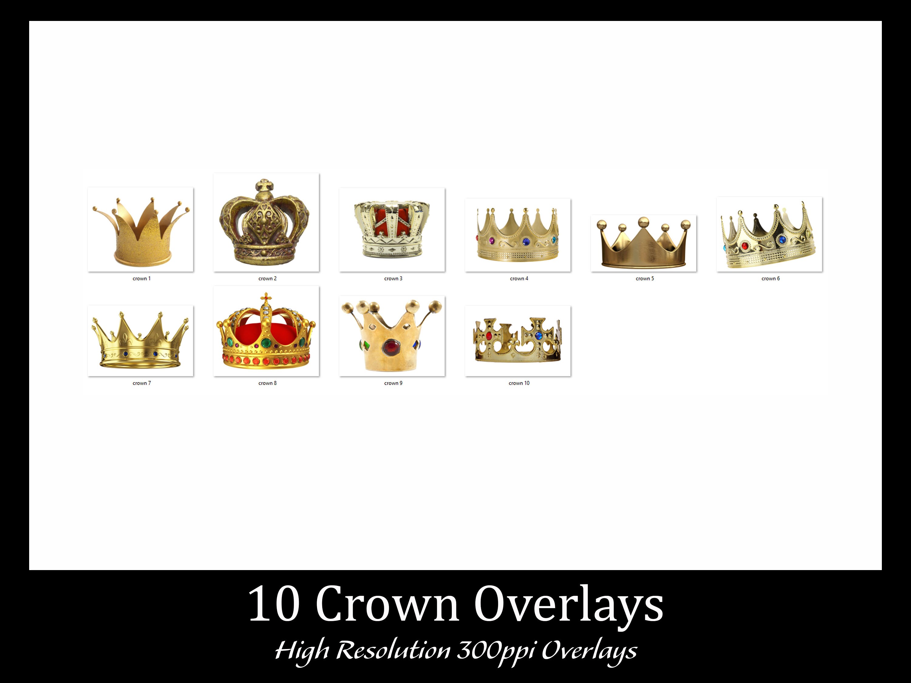 Crown Overlays Separate PNG Files With Transparent Backing - Etsy