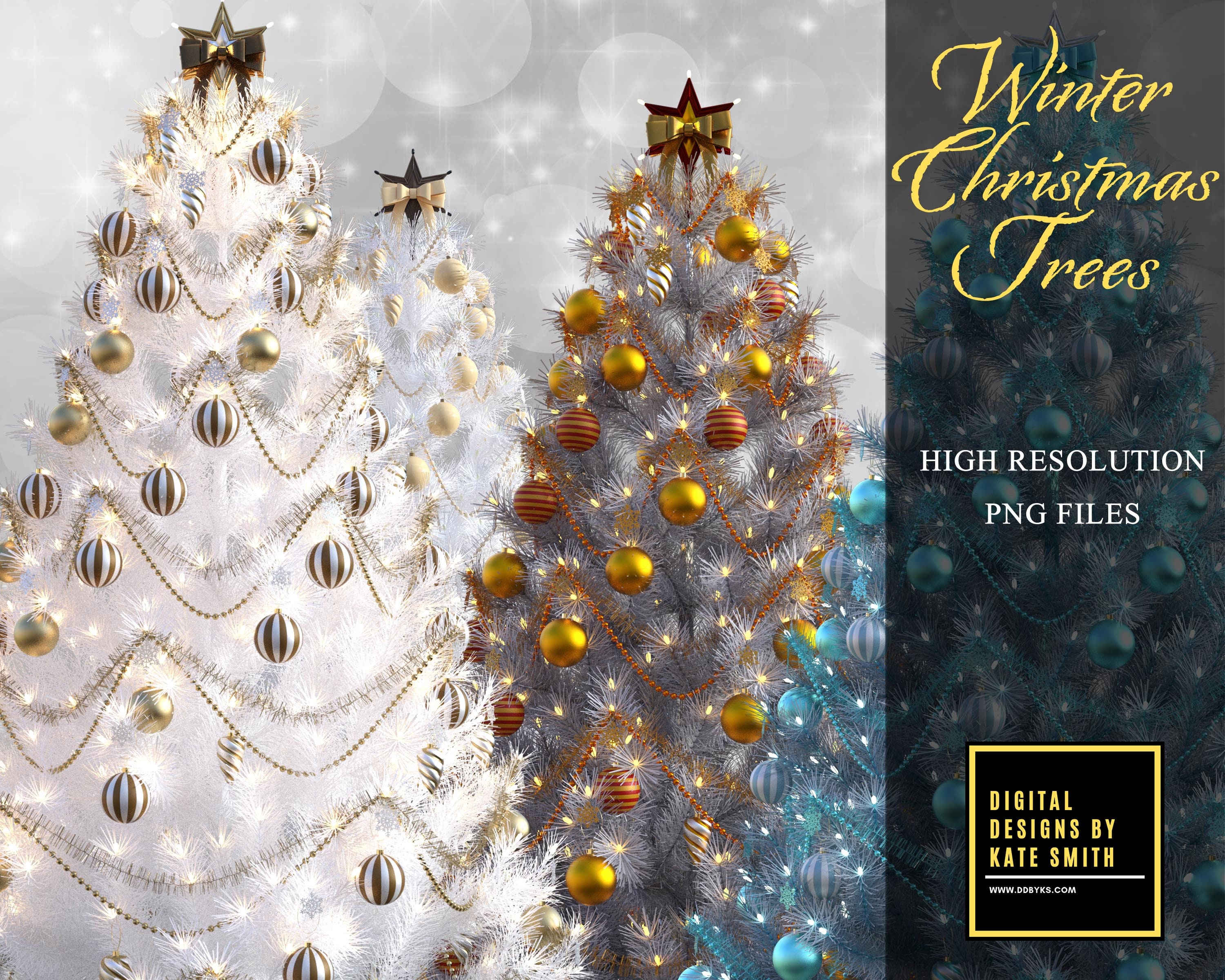 Winter Christmas Tree Overlays Separate PNG Files High - Etsy Canada