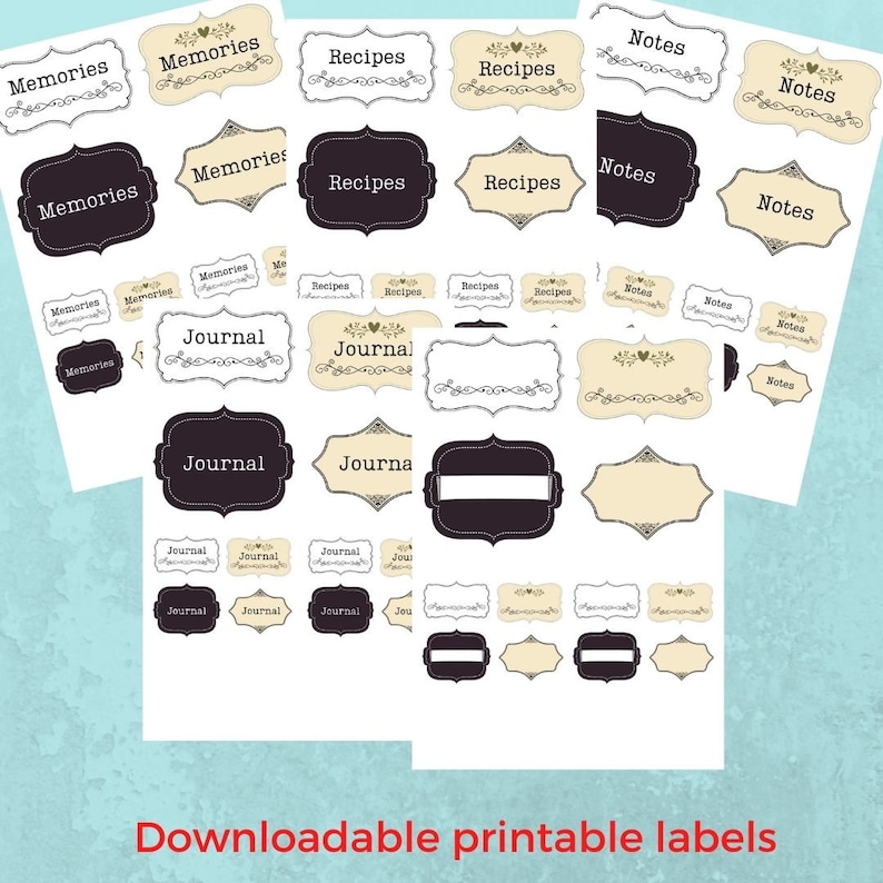 Printable Junk Journal Labels, Memories Journals Recipes Notes Blank ...