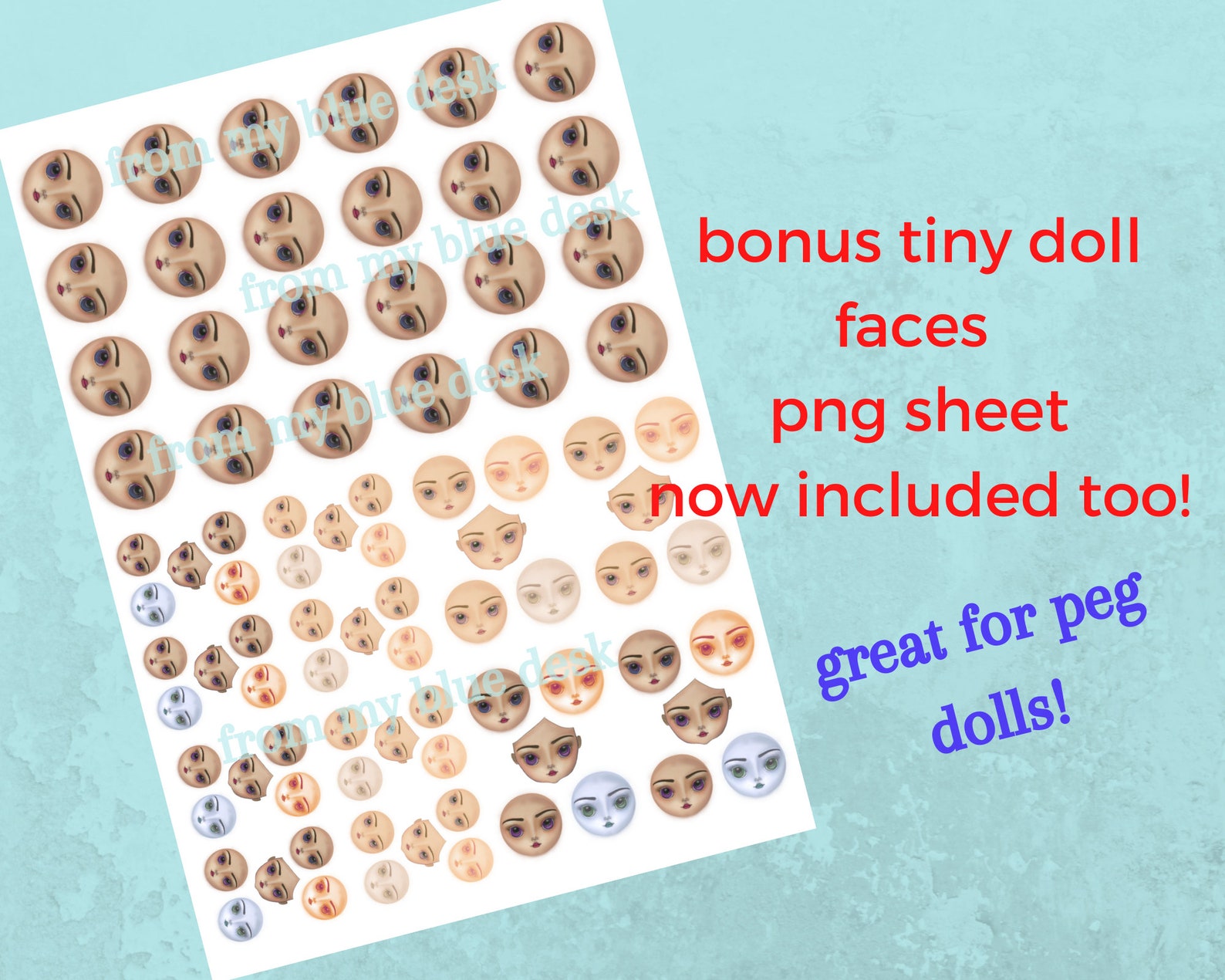 Printable Doll Faces for Making Art Dolls, Whimsical Female Face for ...