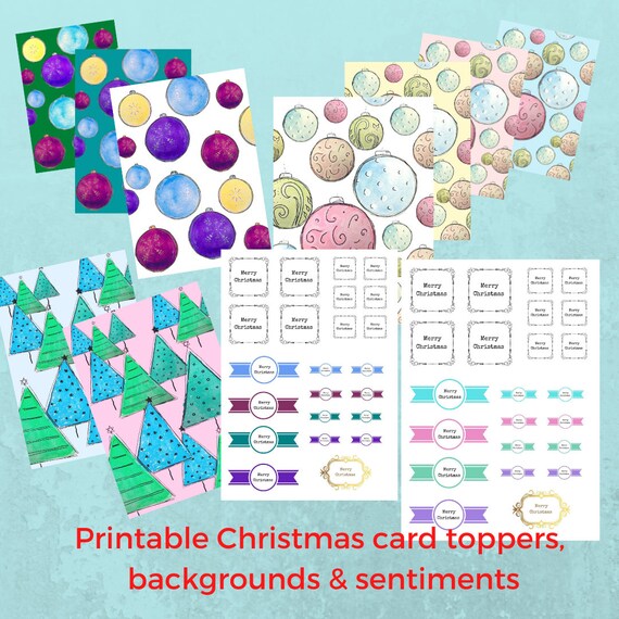 Printable Christmas Card Toppers and Sentiments Kit Hand - Etsy Canada