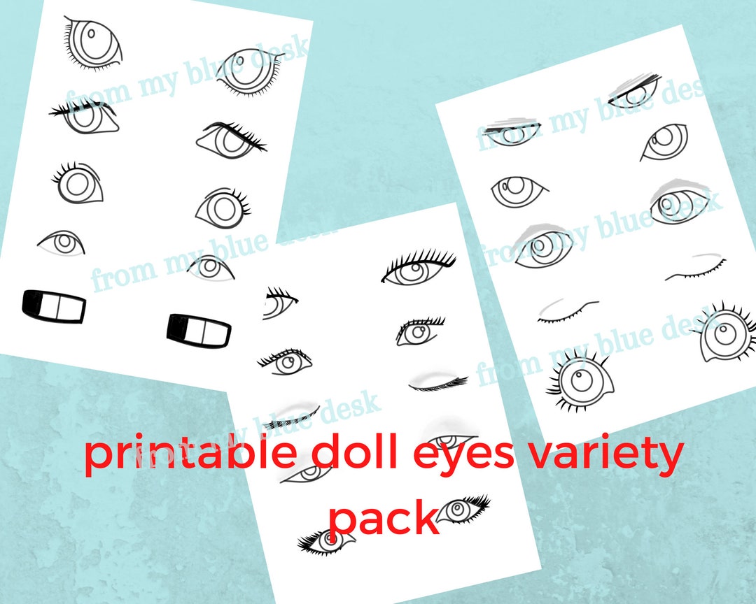 Printable Whimsical Doll Eyes Variety Pack, Female Eye Illustrations ...