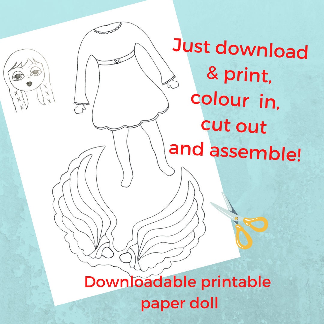 Printable Hand Drawn Paper Doll Angel for Mixed Media or Adult ...
