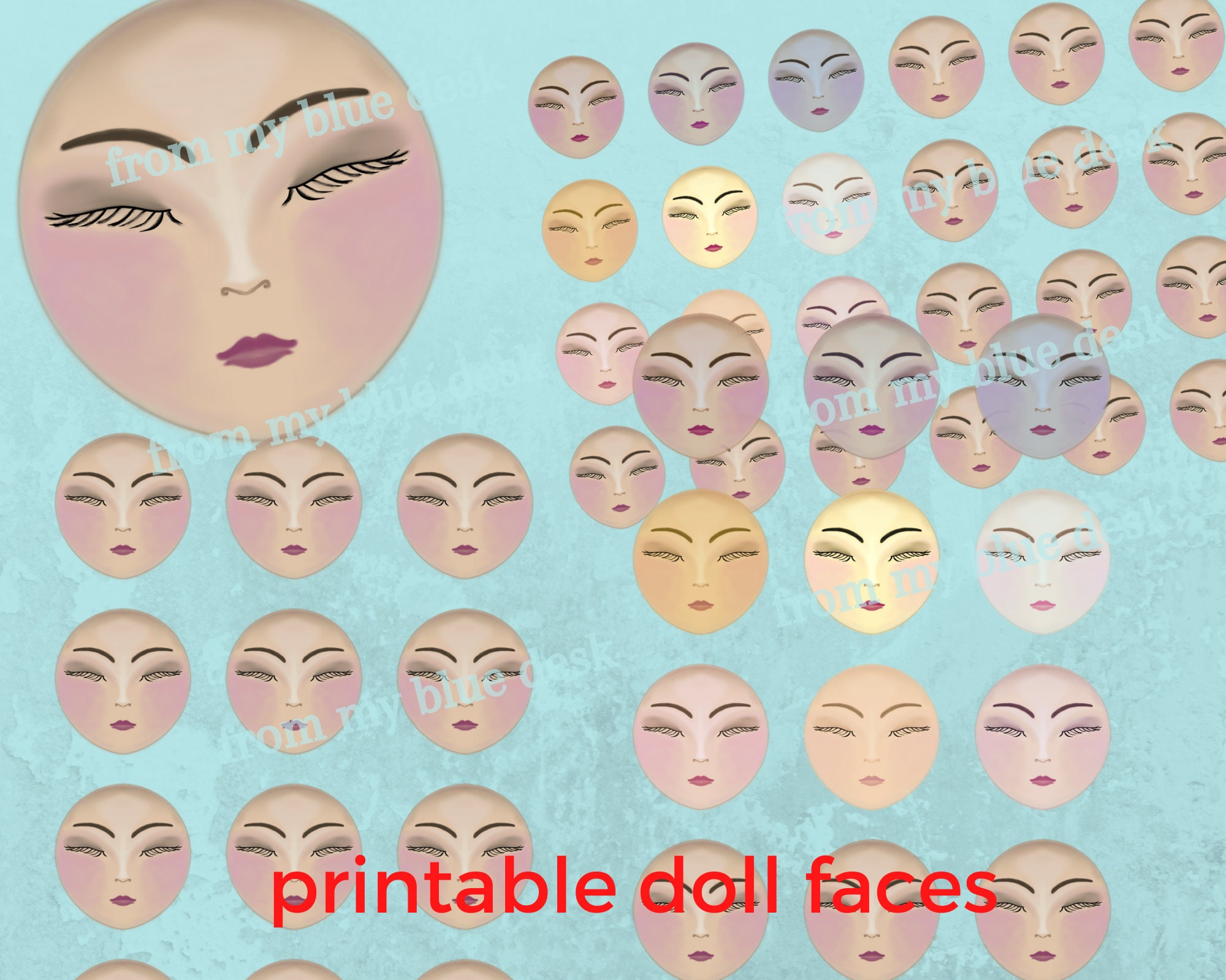 Printable Doll Faces for Making Art Dolls, Whimsical Face for Art ...
