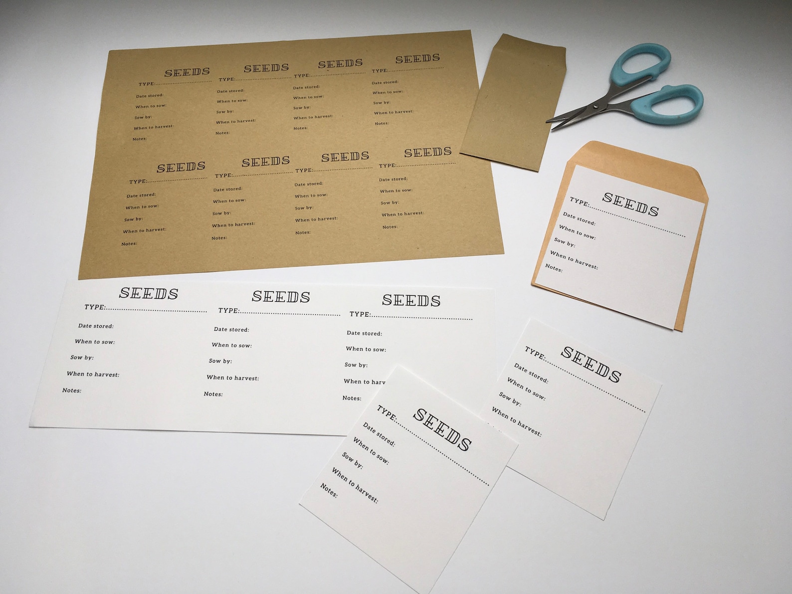 Printable Seed Packet Labels, Printable Seed Envelope Labels, Tags for ...