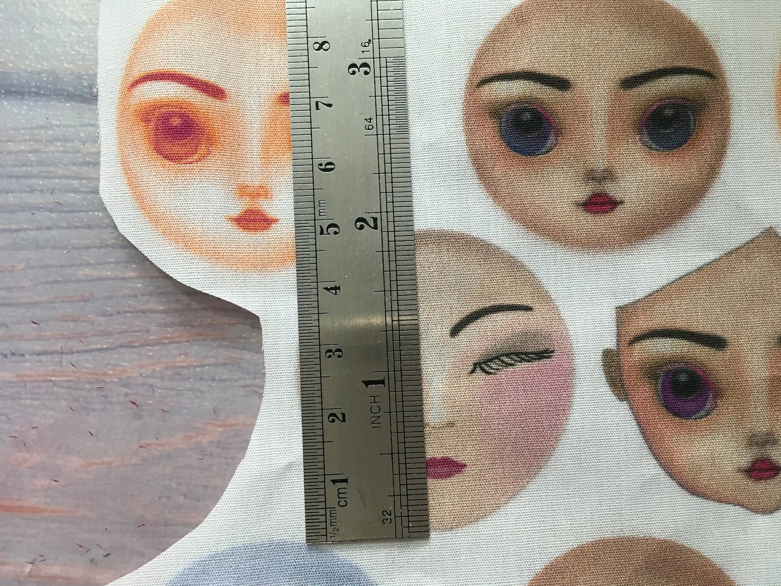Cotton Cloth Fabric Printed Doll Faces for Art Dolls Collage Badge ...