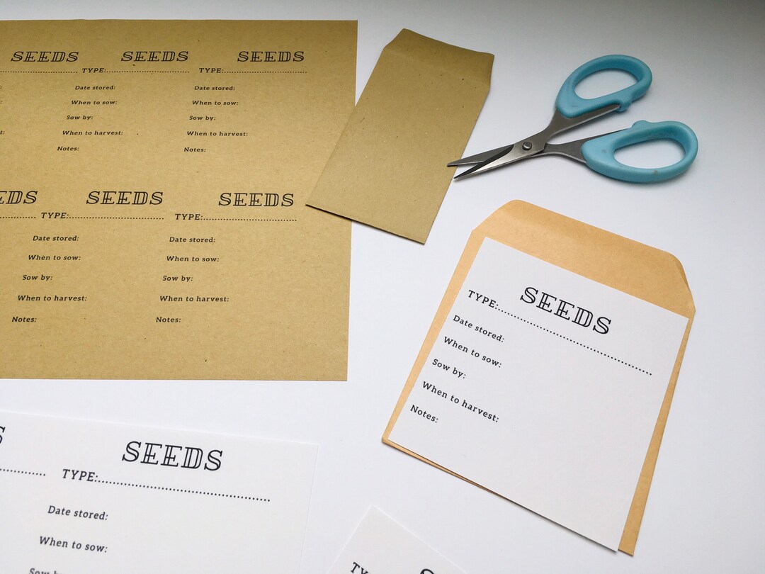 Printable Seed Packet Labels, Printable Seed Envelope Labels, Tags for ...