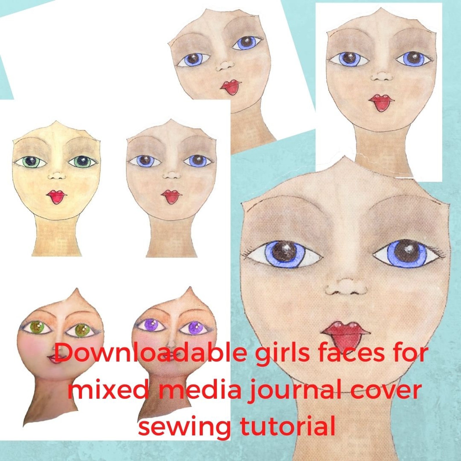 Printable Girls Face for Mixed Media Female Face Illustration - Etsy UK
