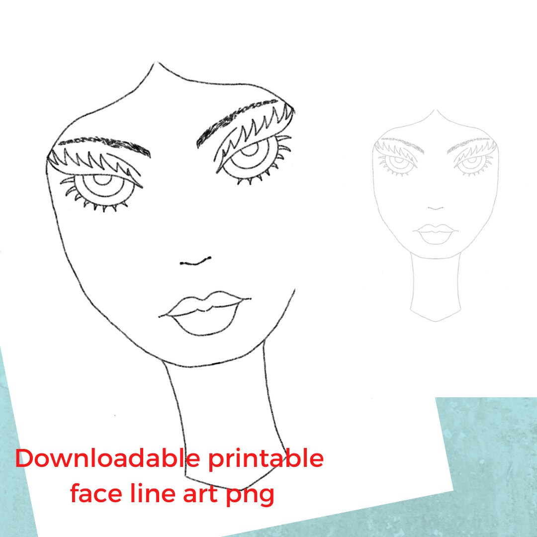 Printable Girls Face for Mixed Media, Female Face Illustration for Art ...