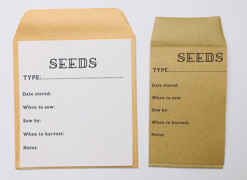Printable Seed Packet Labels, Printable Seed Envelope Labels, Tags for ...