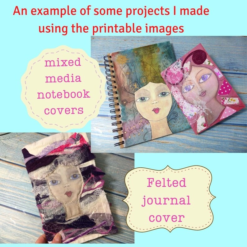 Printable Girls Face for Mixed Media, Female Face Illustration for ...