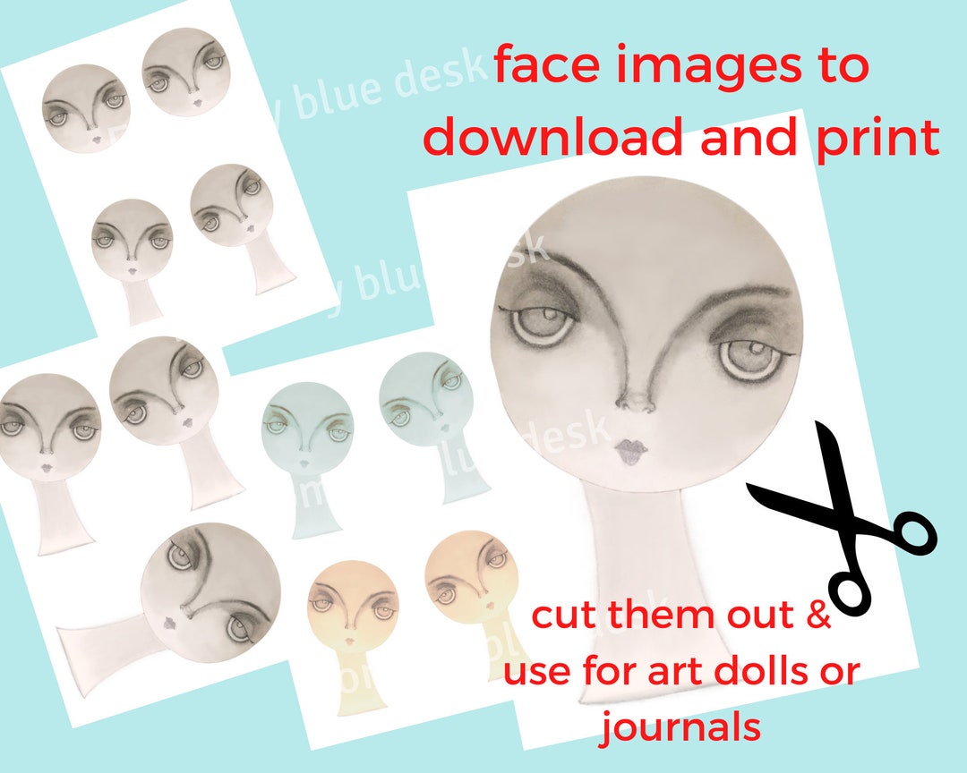 Printable Girls Face for Mixed Media, Female Face Illustration for Art ...