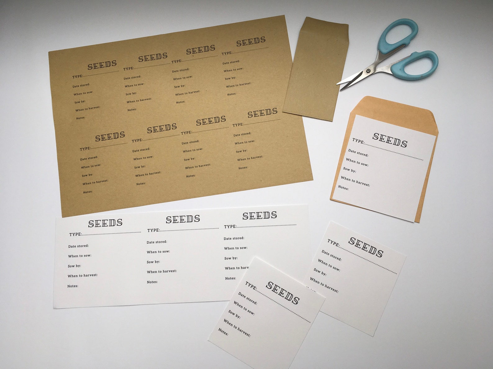 Printable Seed Packet Labels, Printable Seed Envelope Labels, Tags for ...