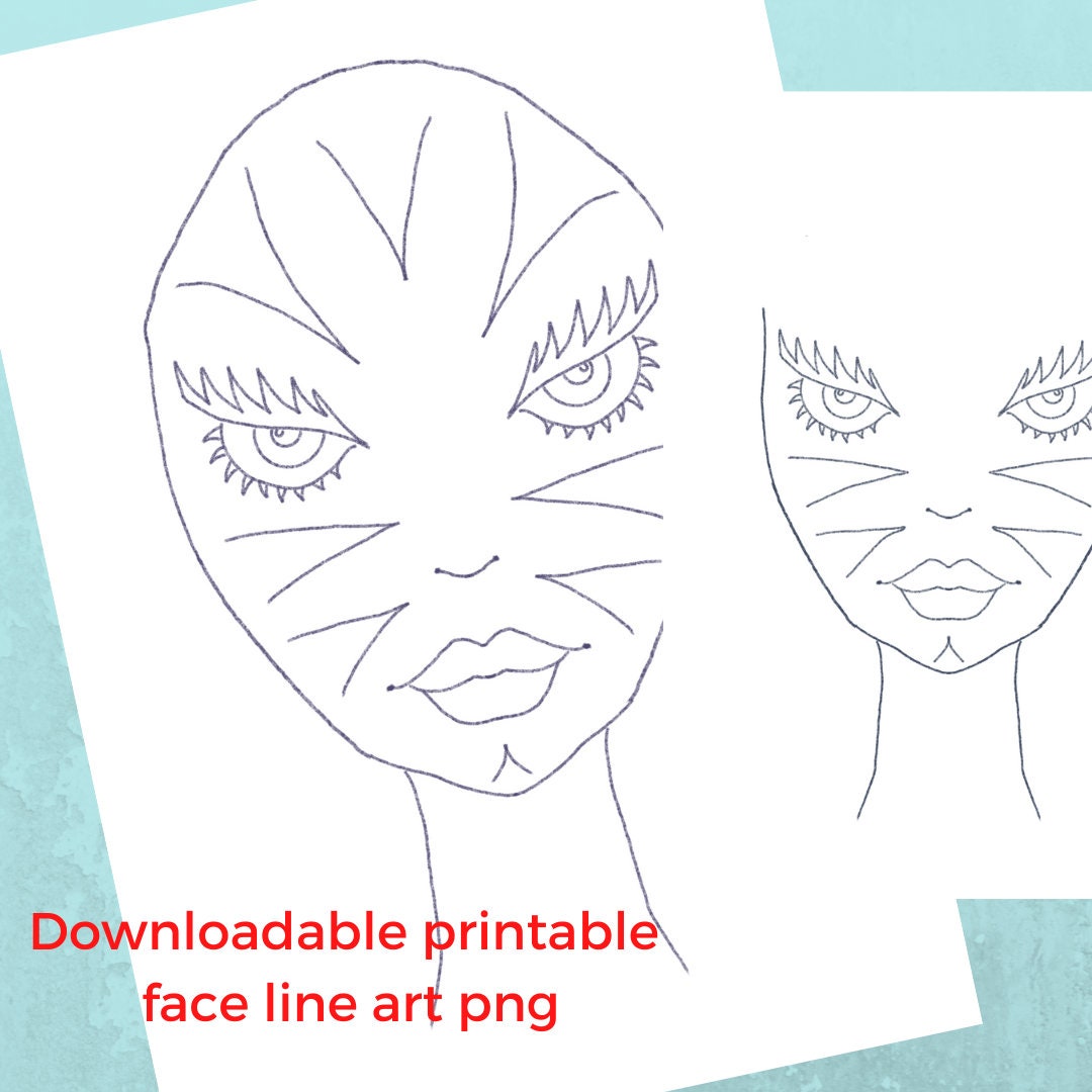 Printable Girls Face for Mixed Media, Female Face Illustration for Art ...