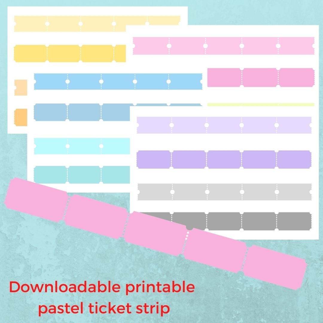 Printable Blank Tickets in Pastel Colours for Junk Journals, Pastel ...
