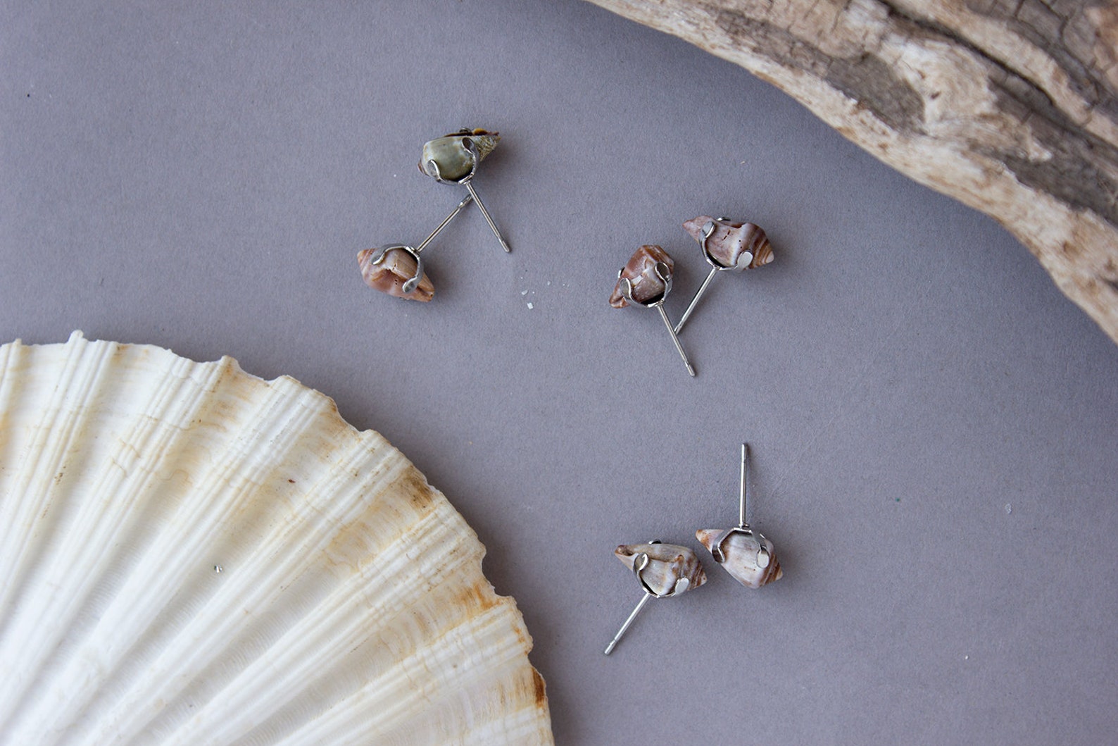 Mermaid Tiny Shell Studs, Minimal Everyday Beach Jewelry, Natural ...