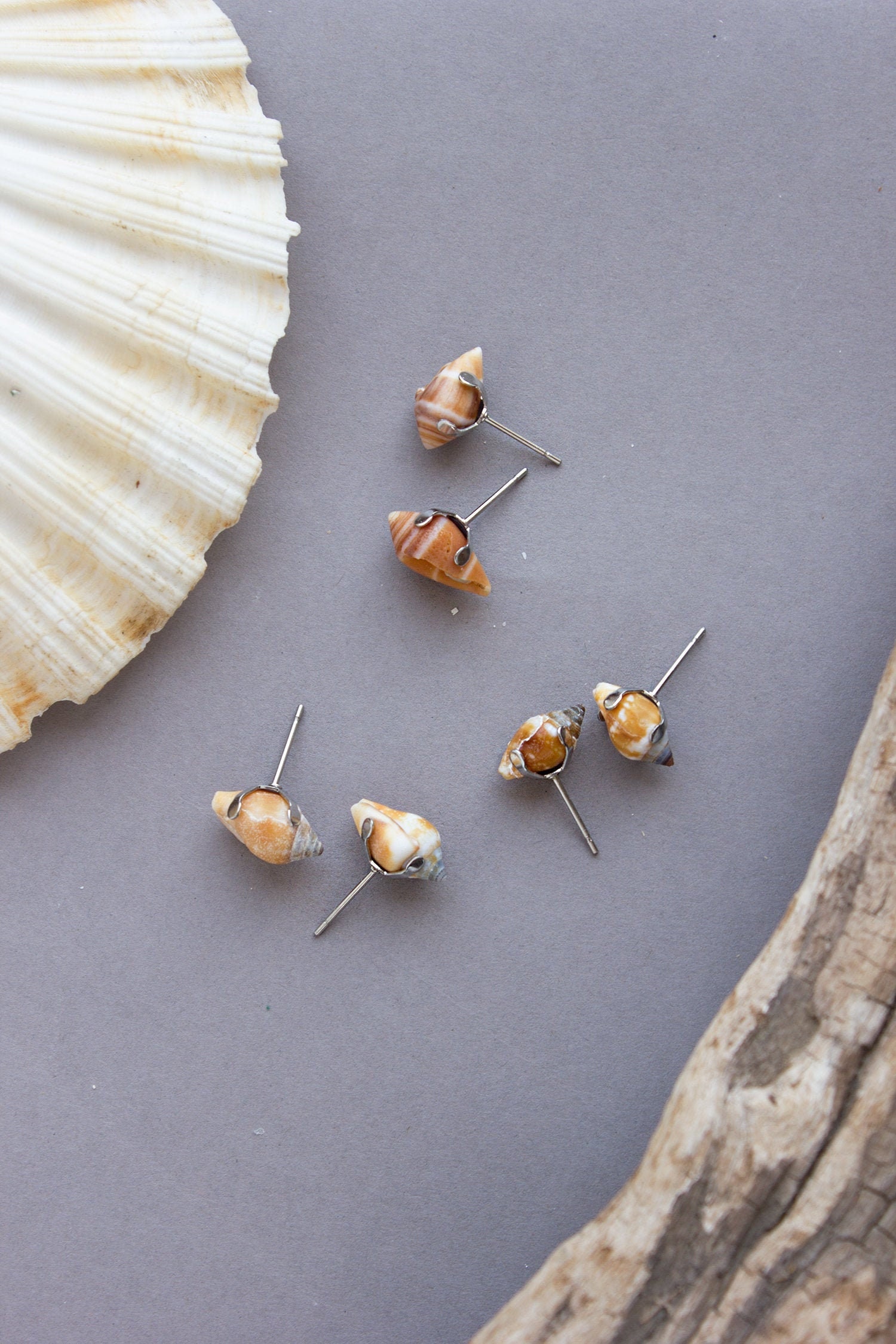 Mermaid Tiny Shell Studs, Minimal Everyday Beach Jewelry, Natural ...