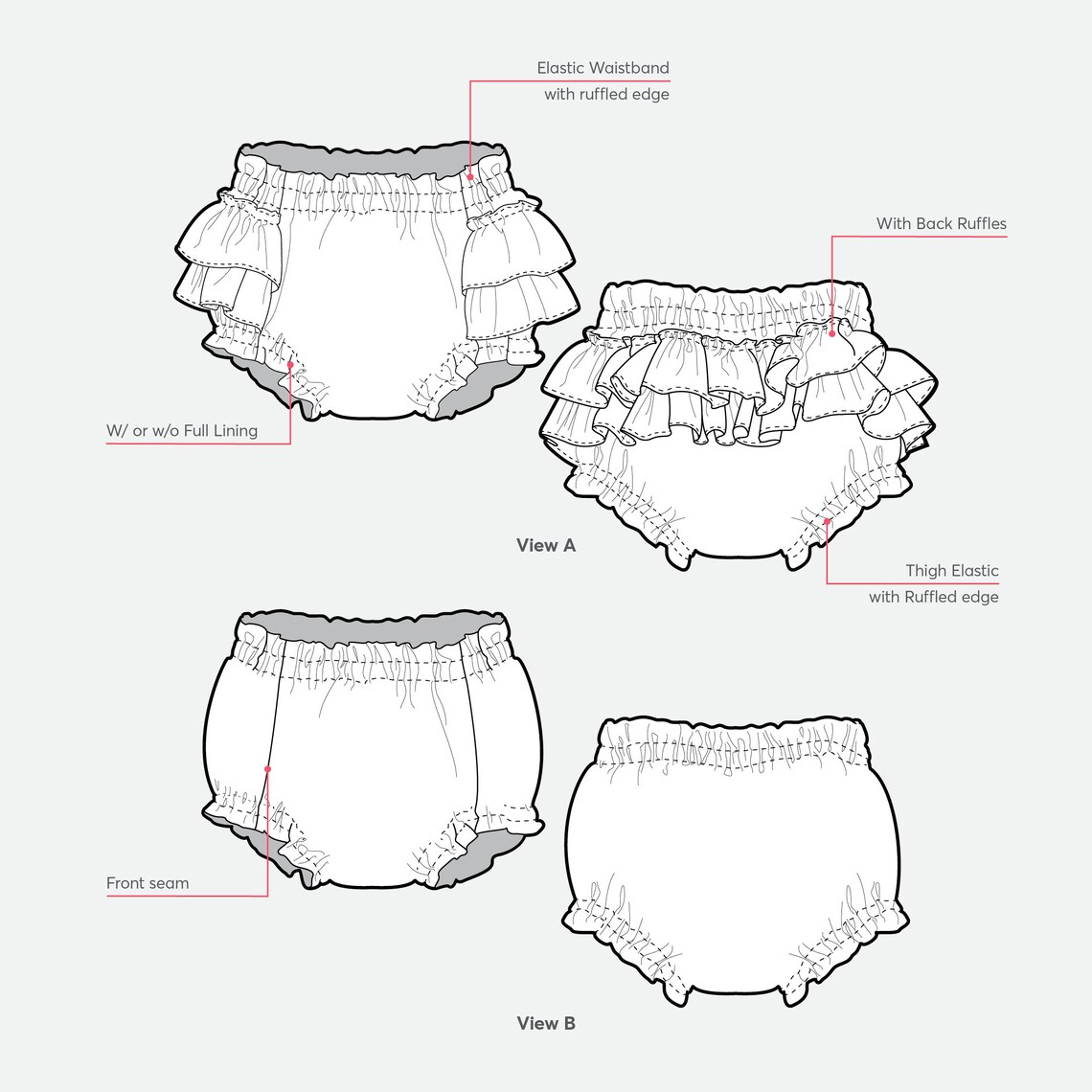 Baby Diaper Cover With Ruffles Pattern PDF Sewing Pattern - Etsy Australia