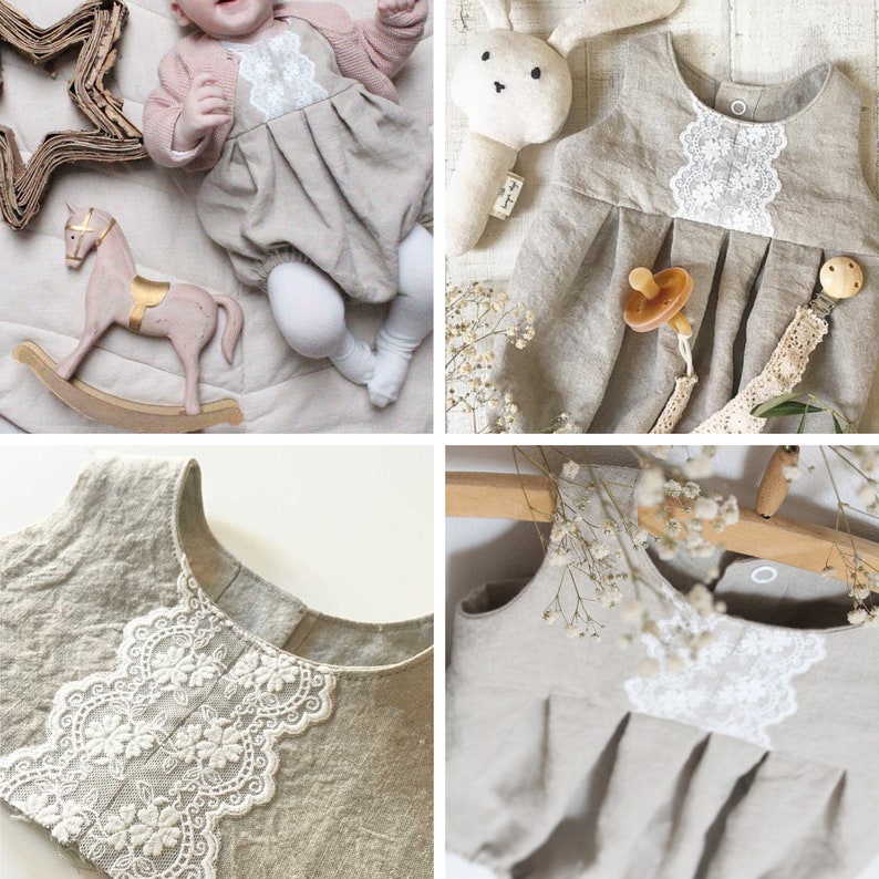 Baby Romper PDF Sewing Pattern Peter Pan Collar & Pleats | Etsy