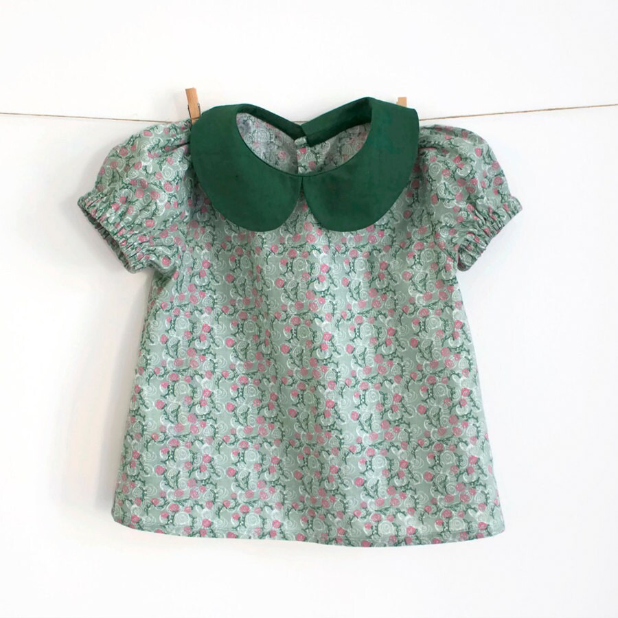 Baby and Girl Peter Pan Collar Shirt with Puff Sleeves | Etsy