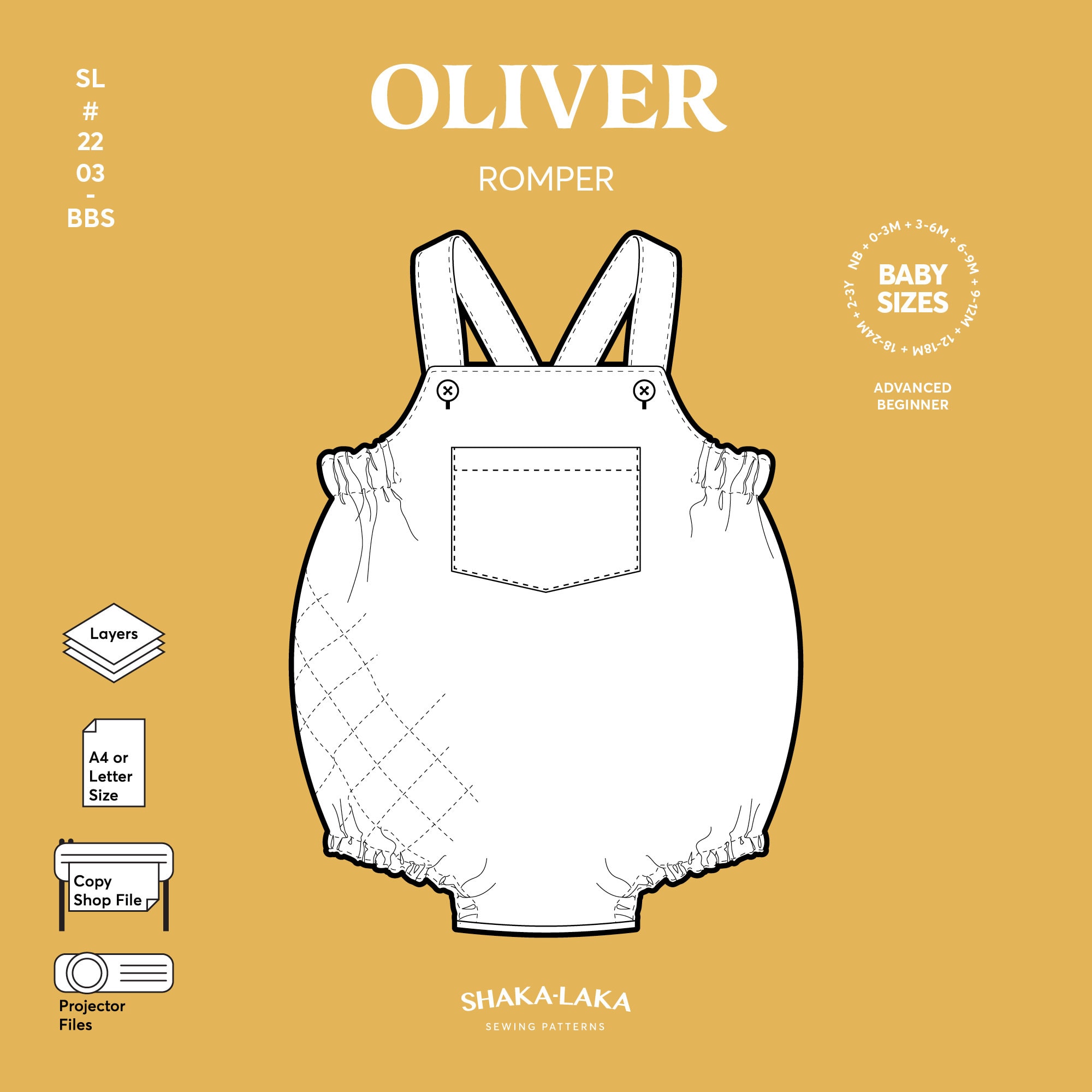 Baby Romper PDF Sewing Pattern – Instant Download – Elastic at Armpits ...