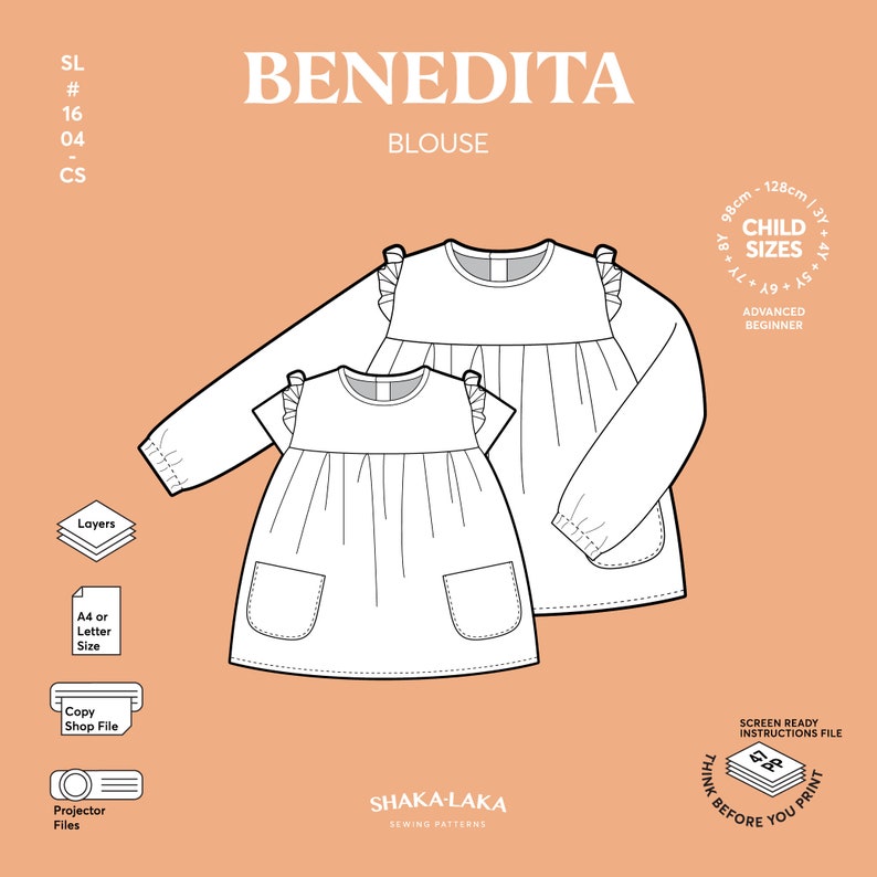 Girl Blouse Pattern Sewing – Instant Download – Long or Short Sleeve ...