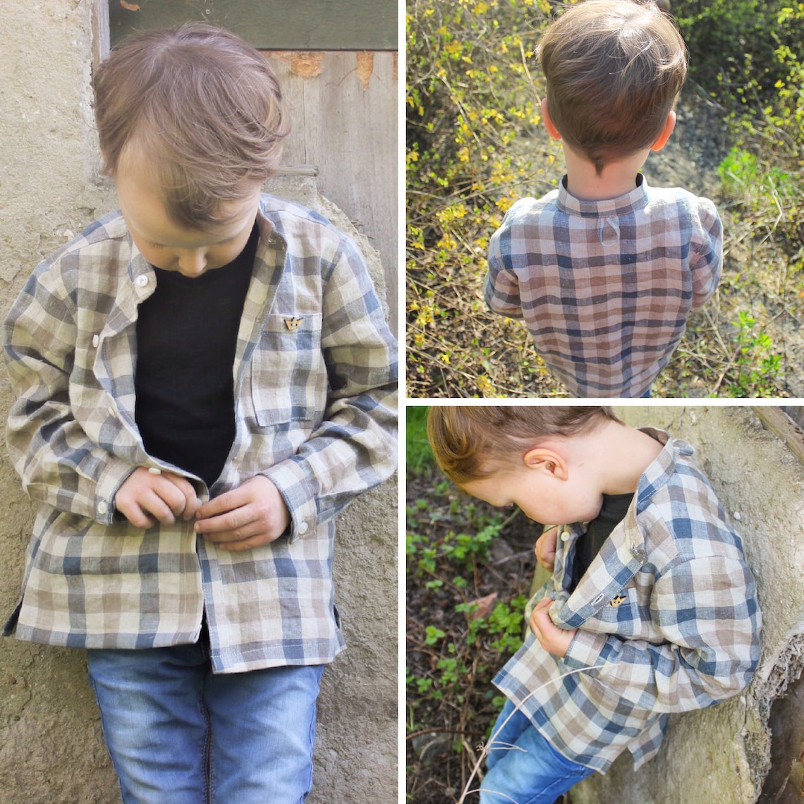 Baby and Boy Shirt PDF Sewing Pattern With Band Collar - Etsy