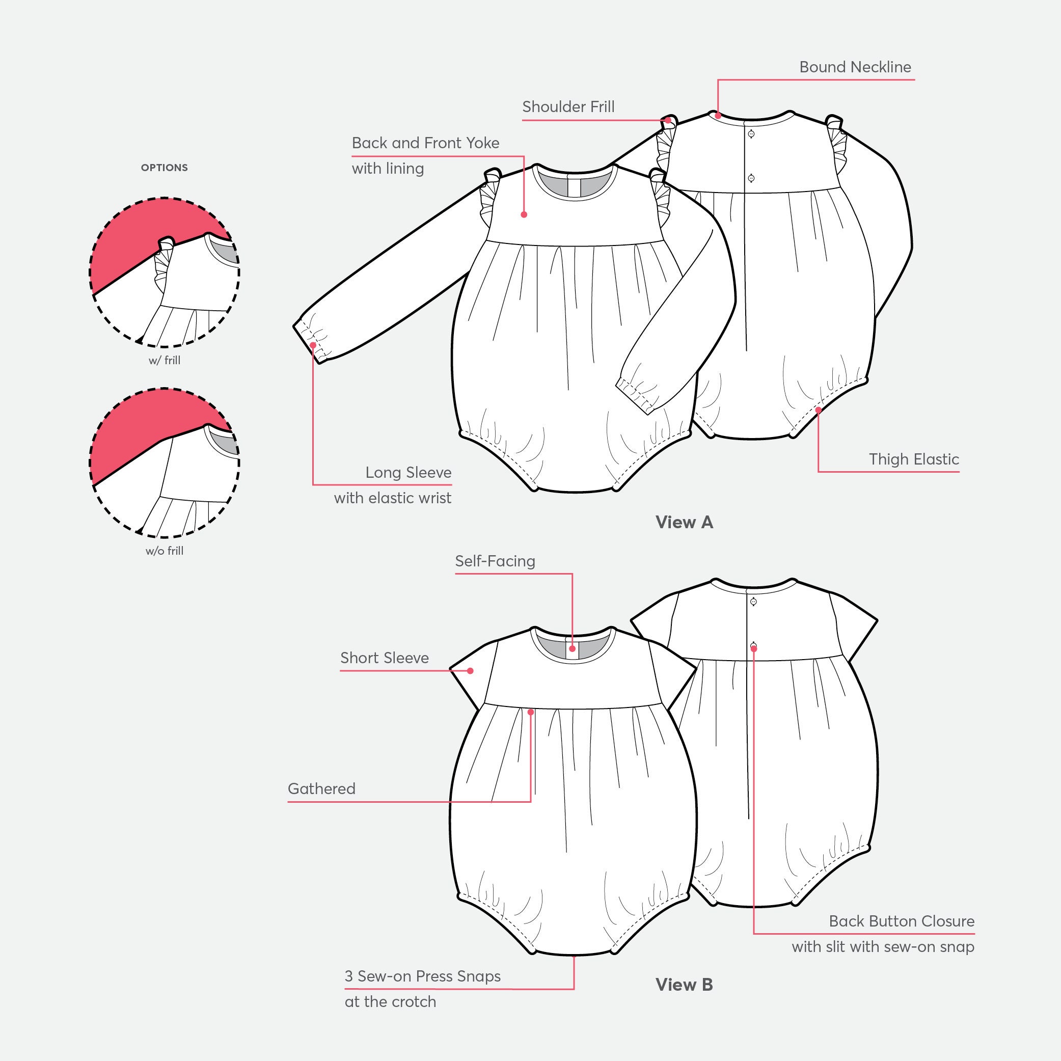 Baby Romper PDF Sewing Pattern Instant Download Long or | Etsy Australia