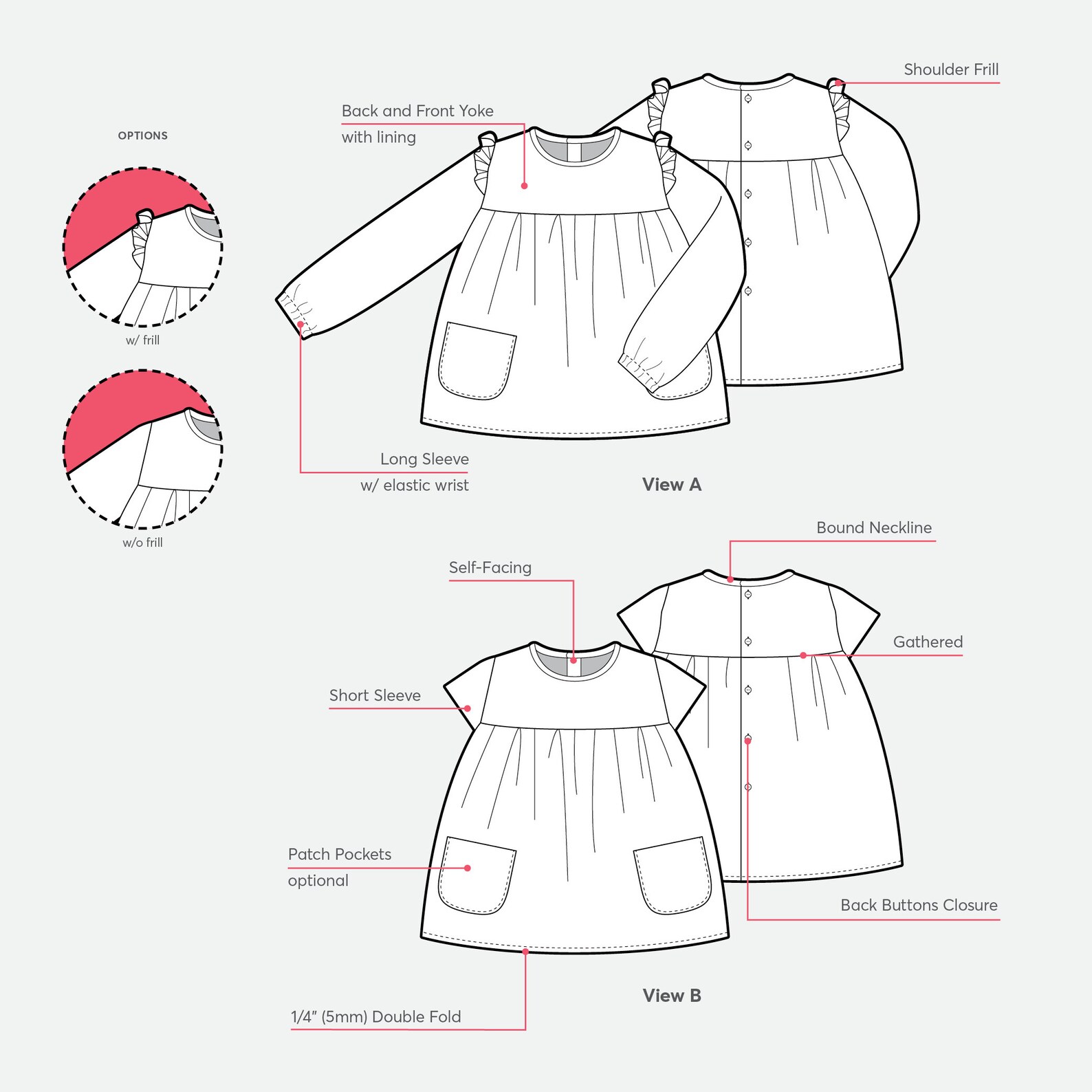 Girl Blouse PDF Sewing Pattern Long or Short Sleeve With - Etsy