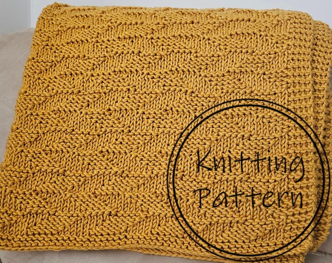 PDF KNITTING PATTERN, Reversible Blanket, Two Sided Blanket, Mustard ...