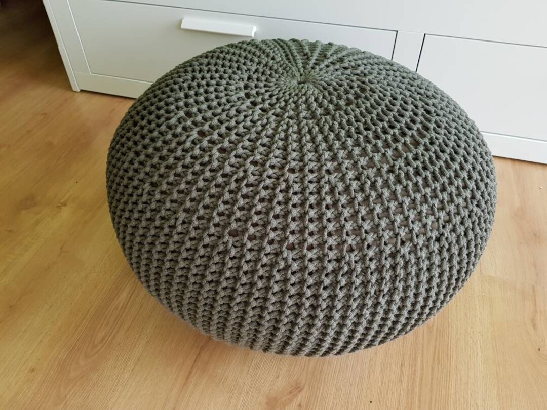 Knitted Pouf - Colours, Olive, Seat, Crochet Pouf, Ottoman, Footstool ...
