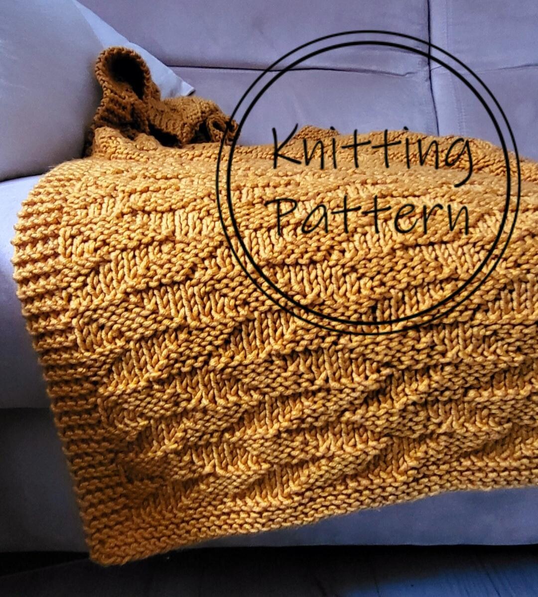 PDF KNITTING PATTERN, Reversible Blanket, Two Sided Blanket, Mustard ...