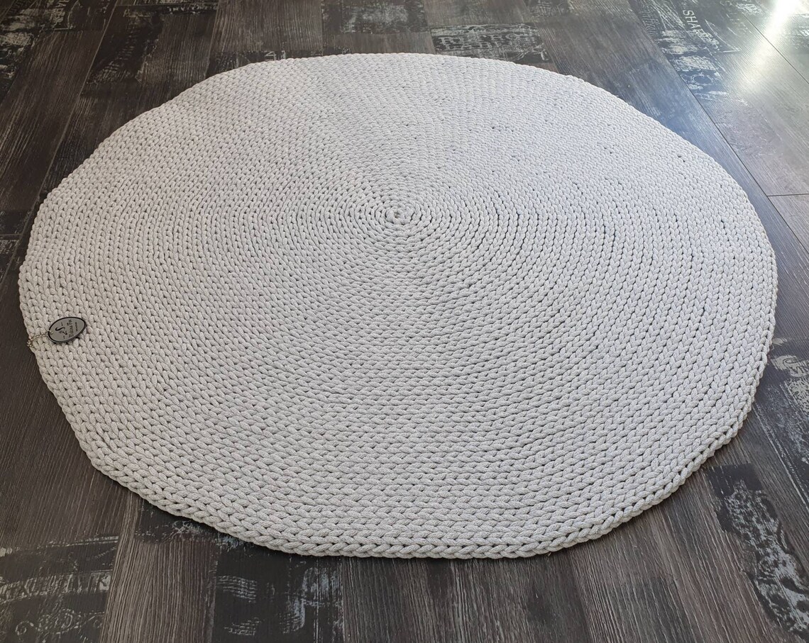 Crochet Round Rug Colours Knitted Carpet Scandinavian Style - Etsy