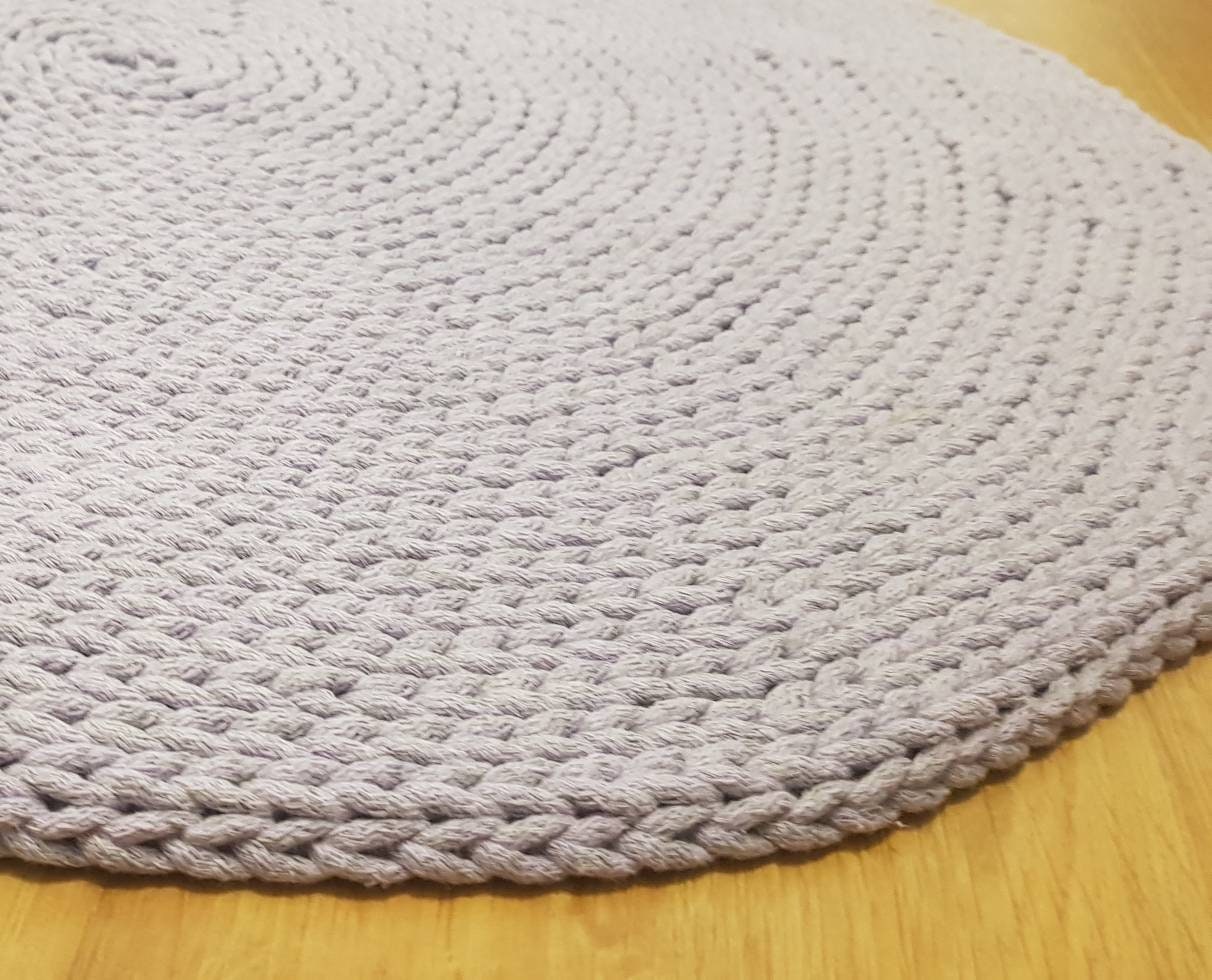 Crochet Round Rug Colours Knitted Carpet Scandinavian Style | Etsy