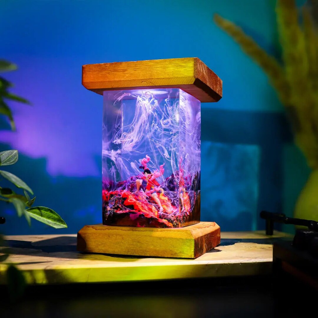 L.uf.fy D Monkey One Pi.ec.e Epoxy Resin Wood Lamp Night Light Unique Her Him Mom Dad Kid Lover ...