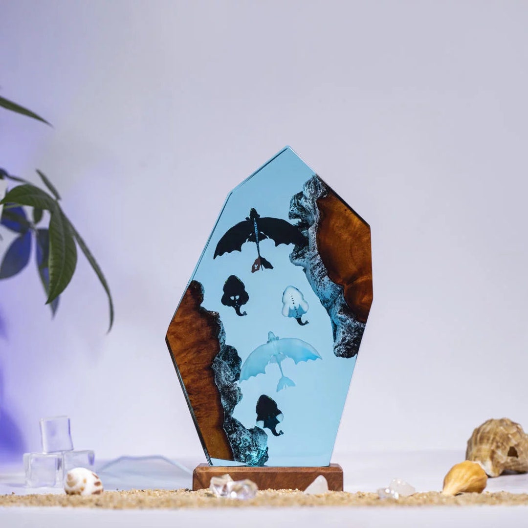 Toothless Night Lights, Toothless and Light Fury Epoxy Lamp Table Lamp ...