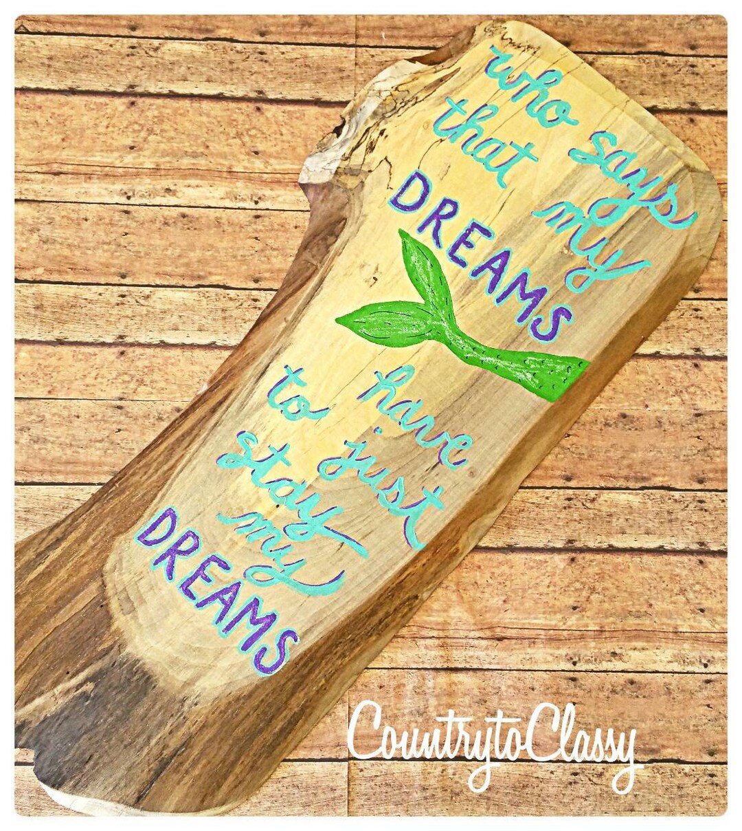 The Little Mermaid Sign, Little Girl's Room Decor, Dream Sign, Wooden ...
